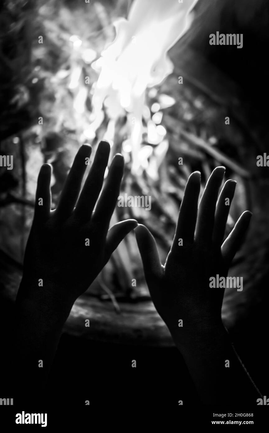 Fire warmth Black and White Stock Photos & Images - Alamy