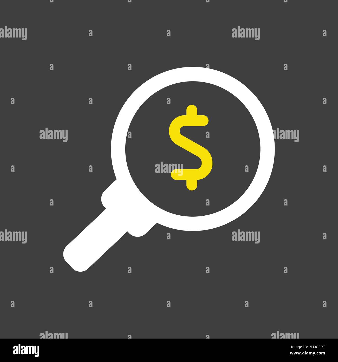 Looking for money. Dollar symbol under a magnifying glass glyph icon ...