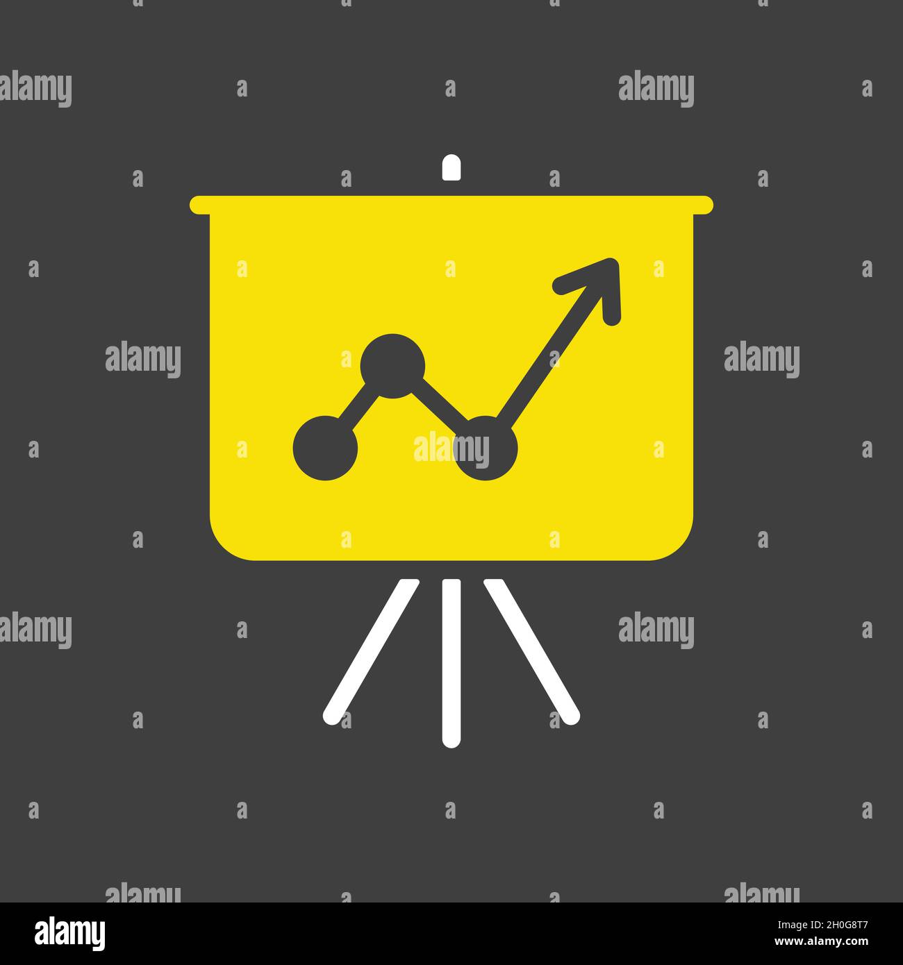 Flip-chart outline glyph icon. Projection screen with a graph. Business ...