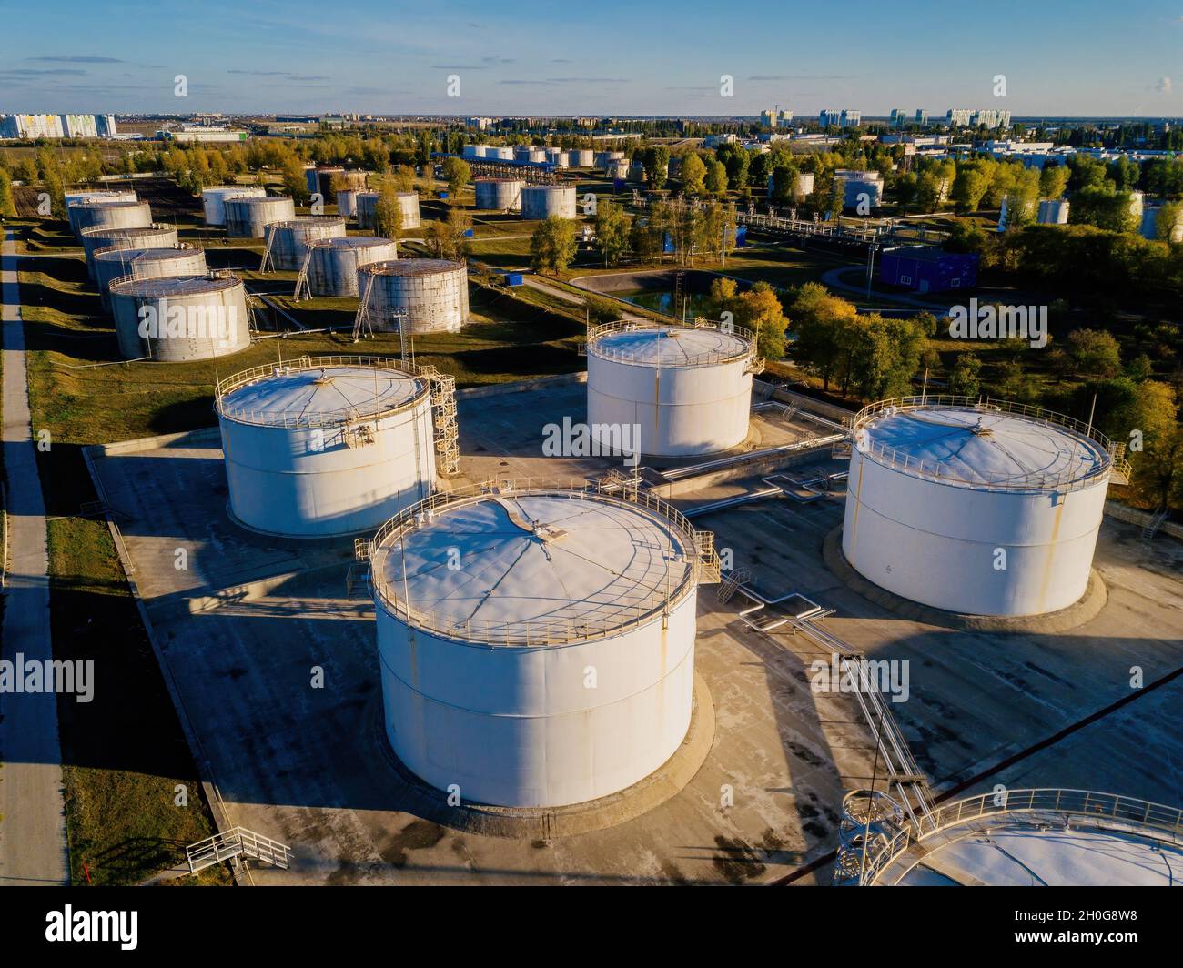 Aerial view large metal tanks hi-res stock photography and images - Alamy