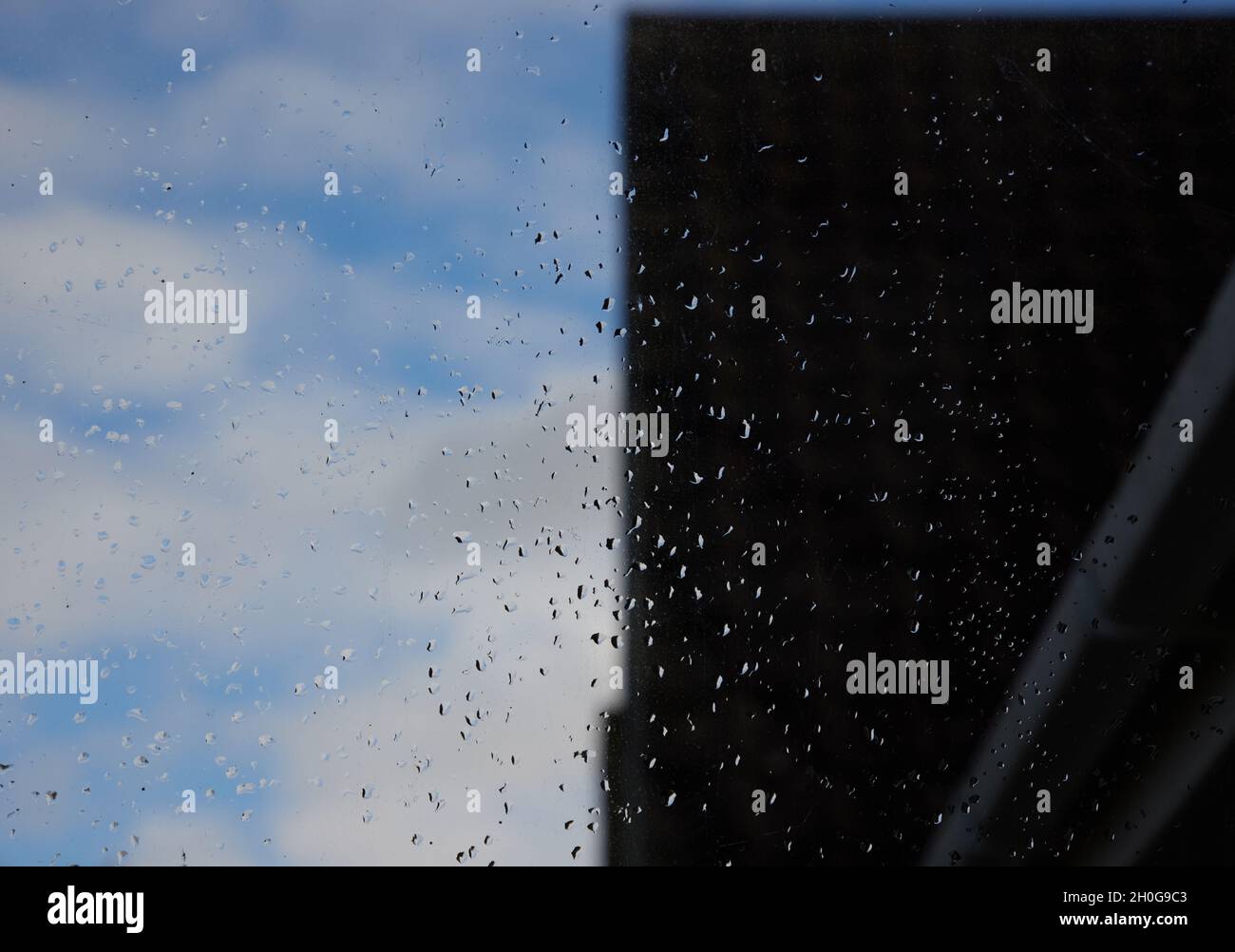 Shapes of raindrops seen from inside Stock Photo - Alamy