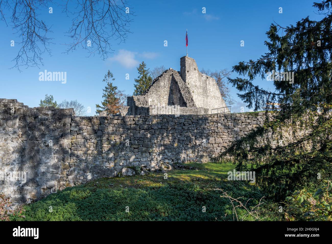Upper Castle Ruins (Obere Burg) - Schellenberg, Liechtenstein Stock ...