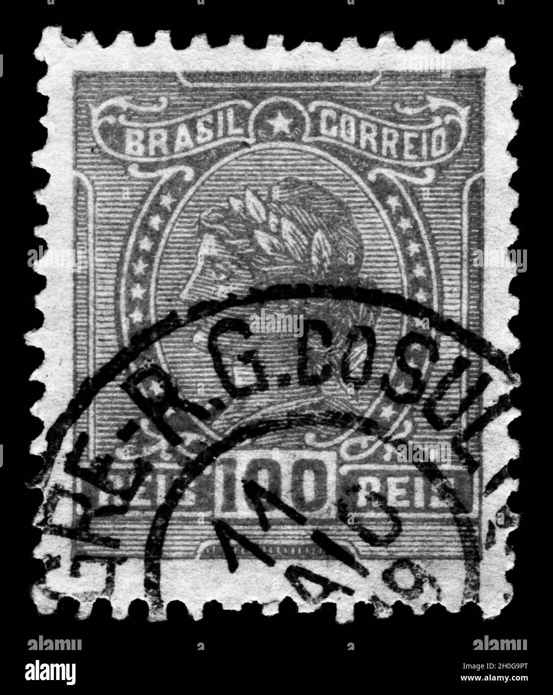 Stamp postage brazil Black and White Stock Photos & Images - Alamy