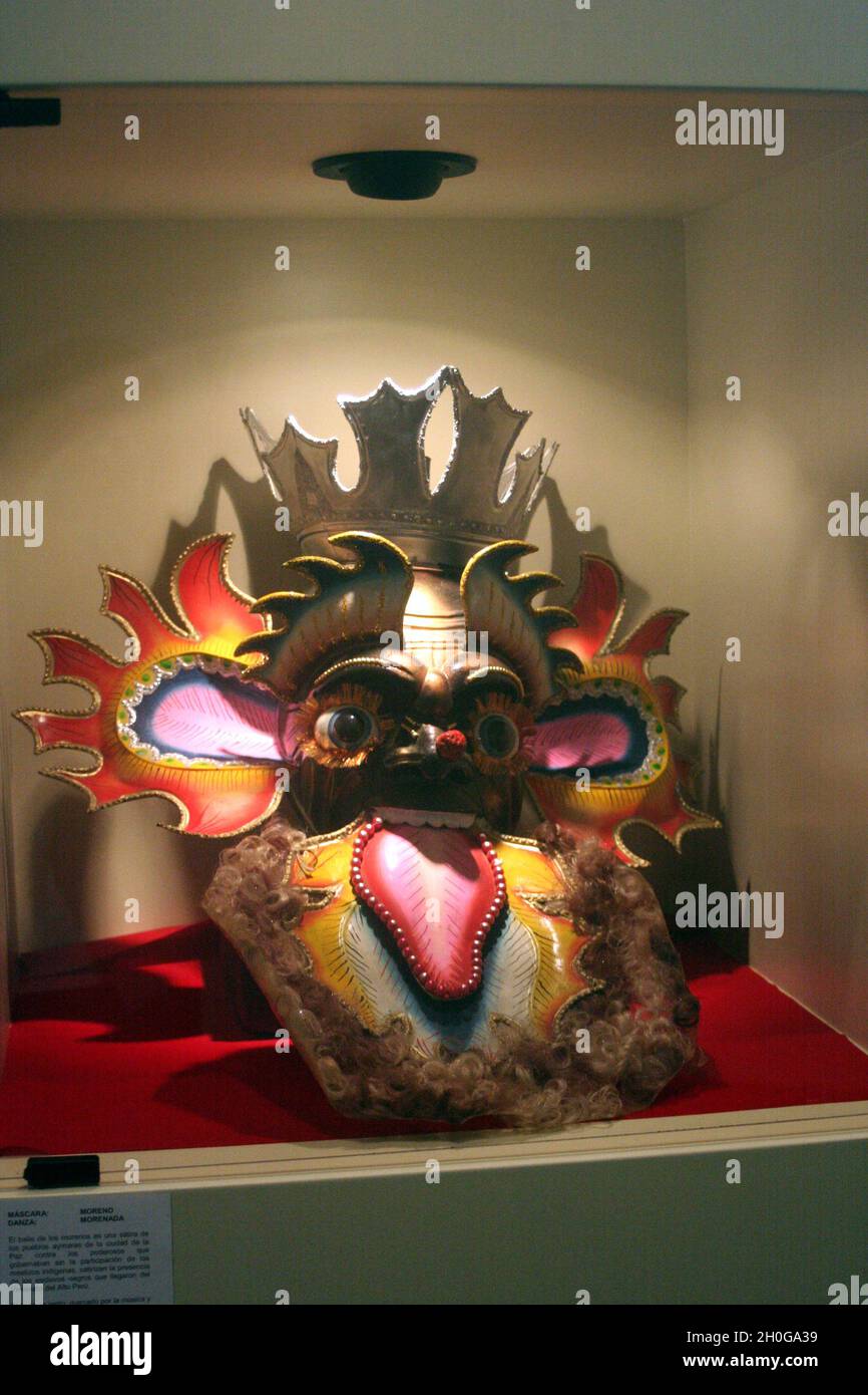 A Bolivian carnival Moreno mask in a museum, La Paz Stock Photo - Alamy