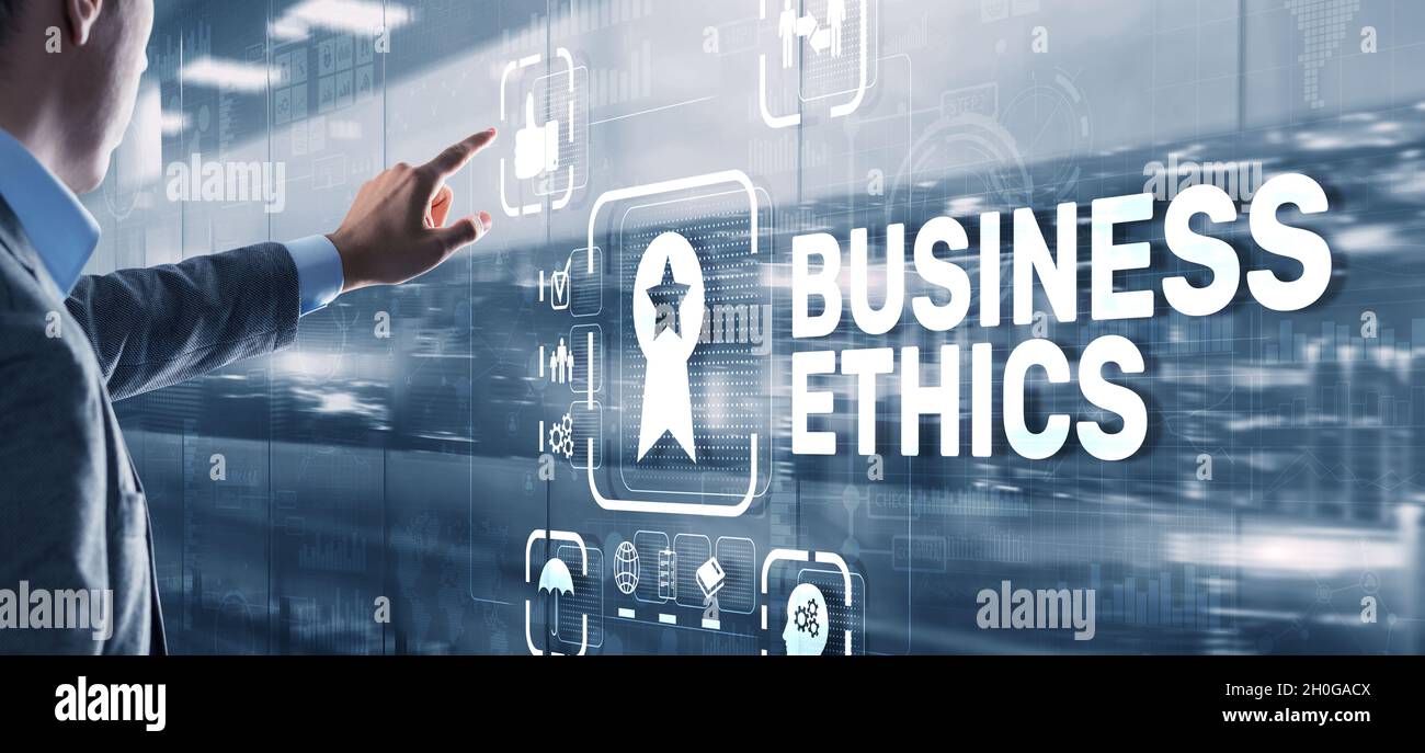 Business ethics Behavior and manners concept. Businessman pressing ...
