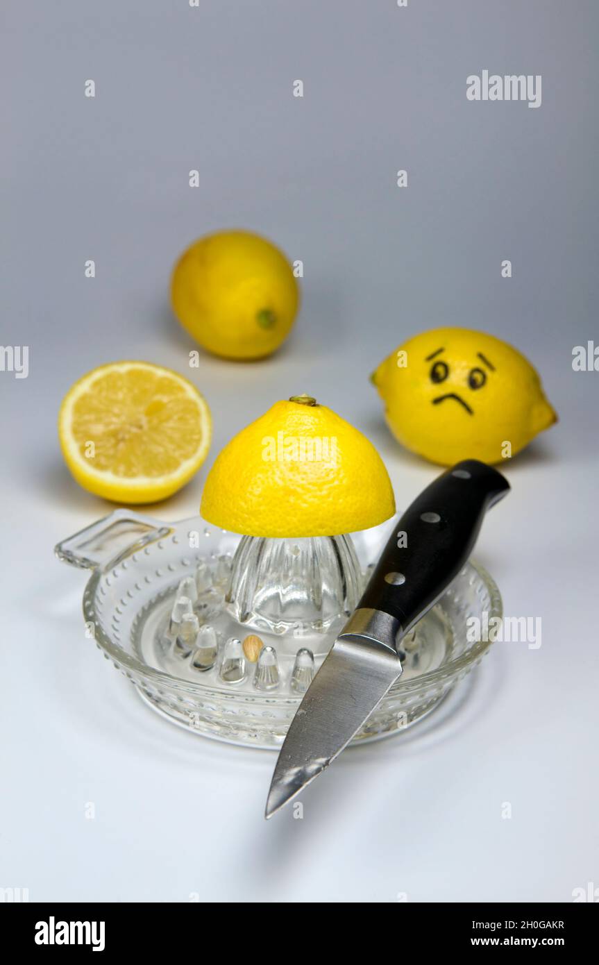 Squeezed lemon face hi-res stock photography and images - Alamy