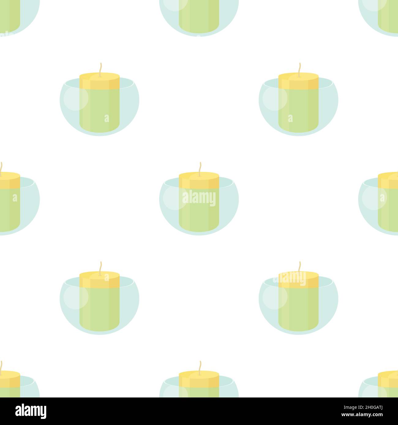 White candle in the glass candlestick pattern seamless background ...