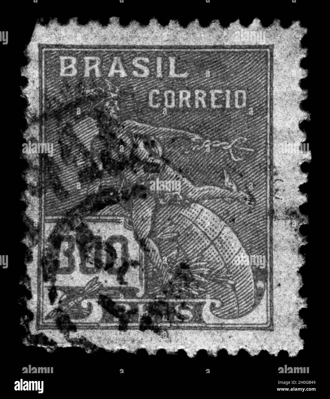Stamp postage brazil Black and White Stock Photos & Images - Alamy