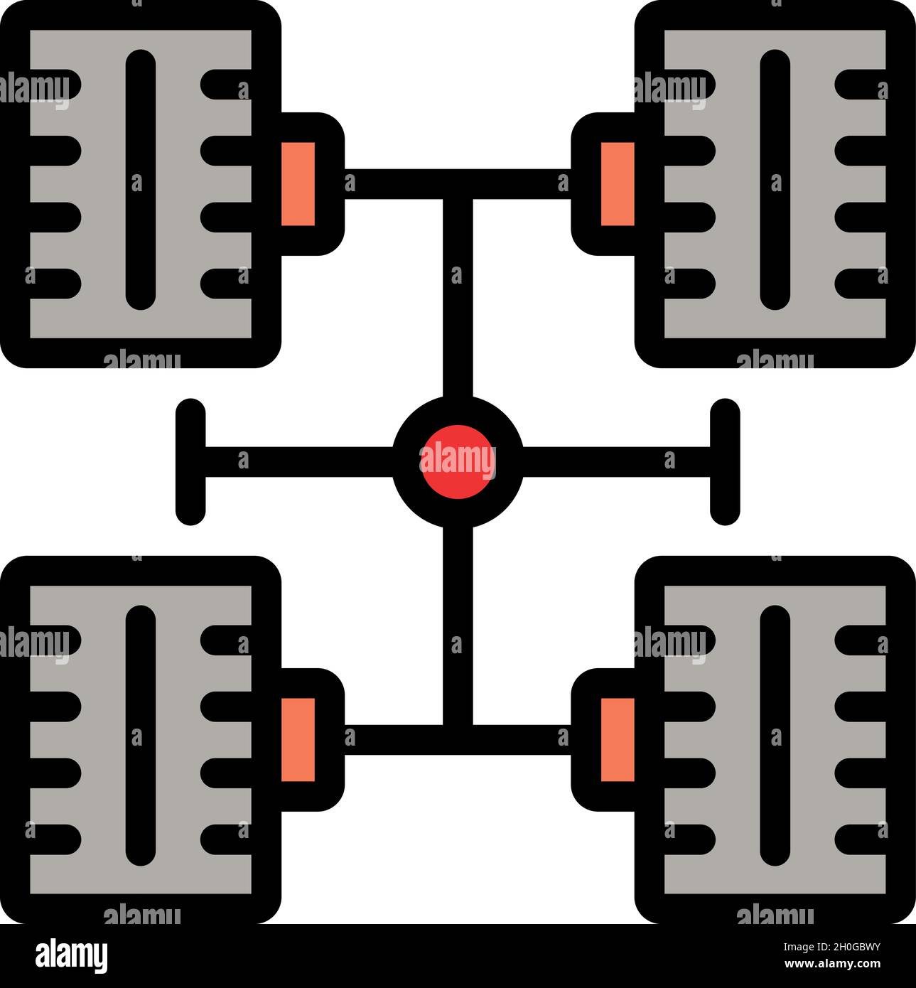 Tire fitting icon. Outline tire fitting vector icon color flat isolated ...