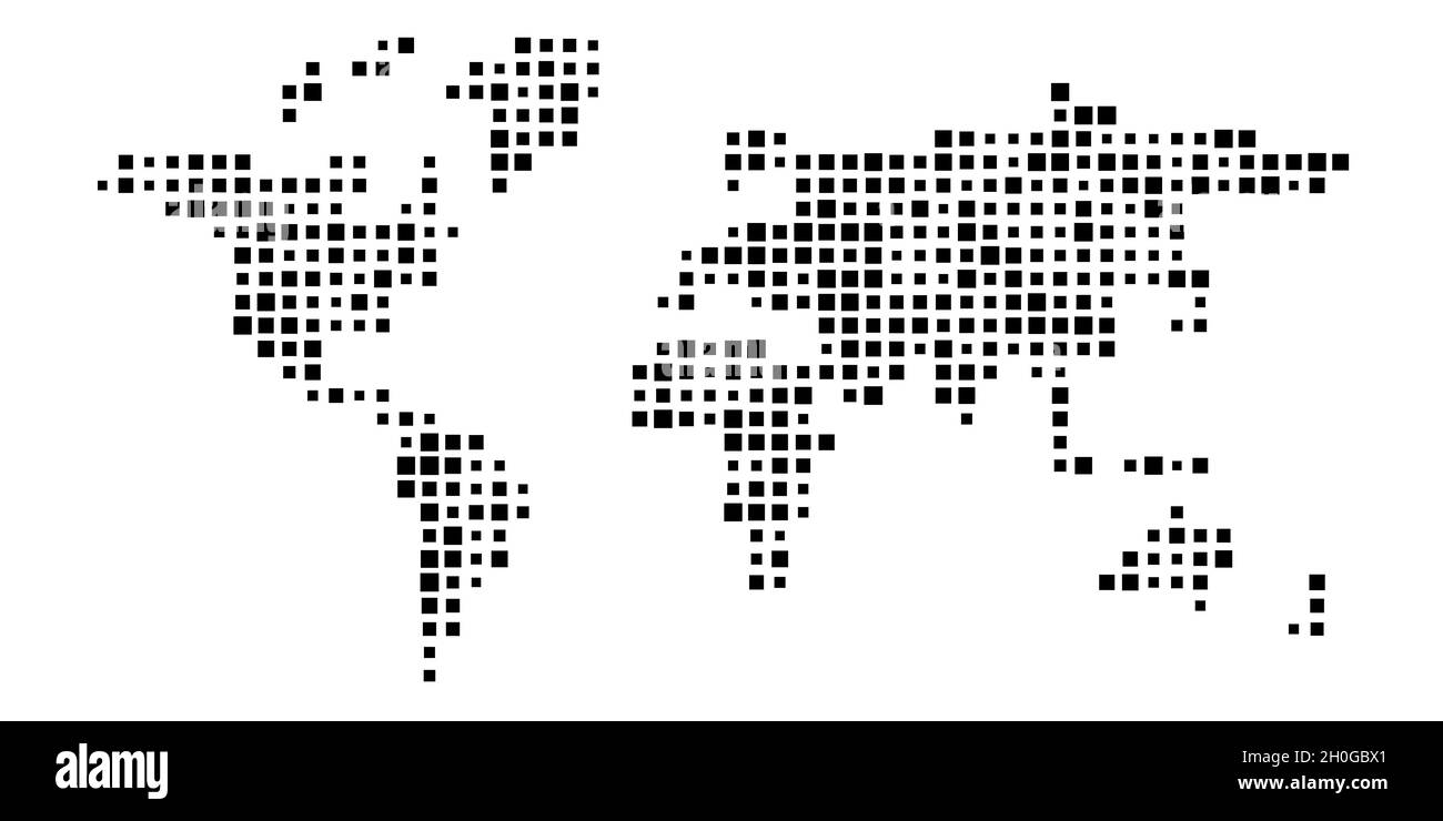 Grey world map mosaic of small squares. Vector illustration Stock ...