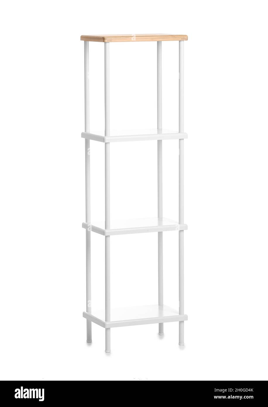 Empty bookcase on white background Stock Photo - Alamy