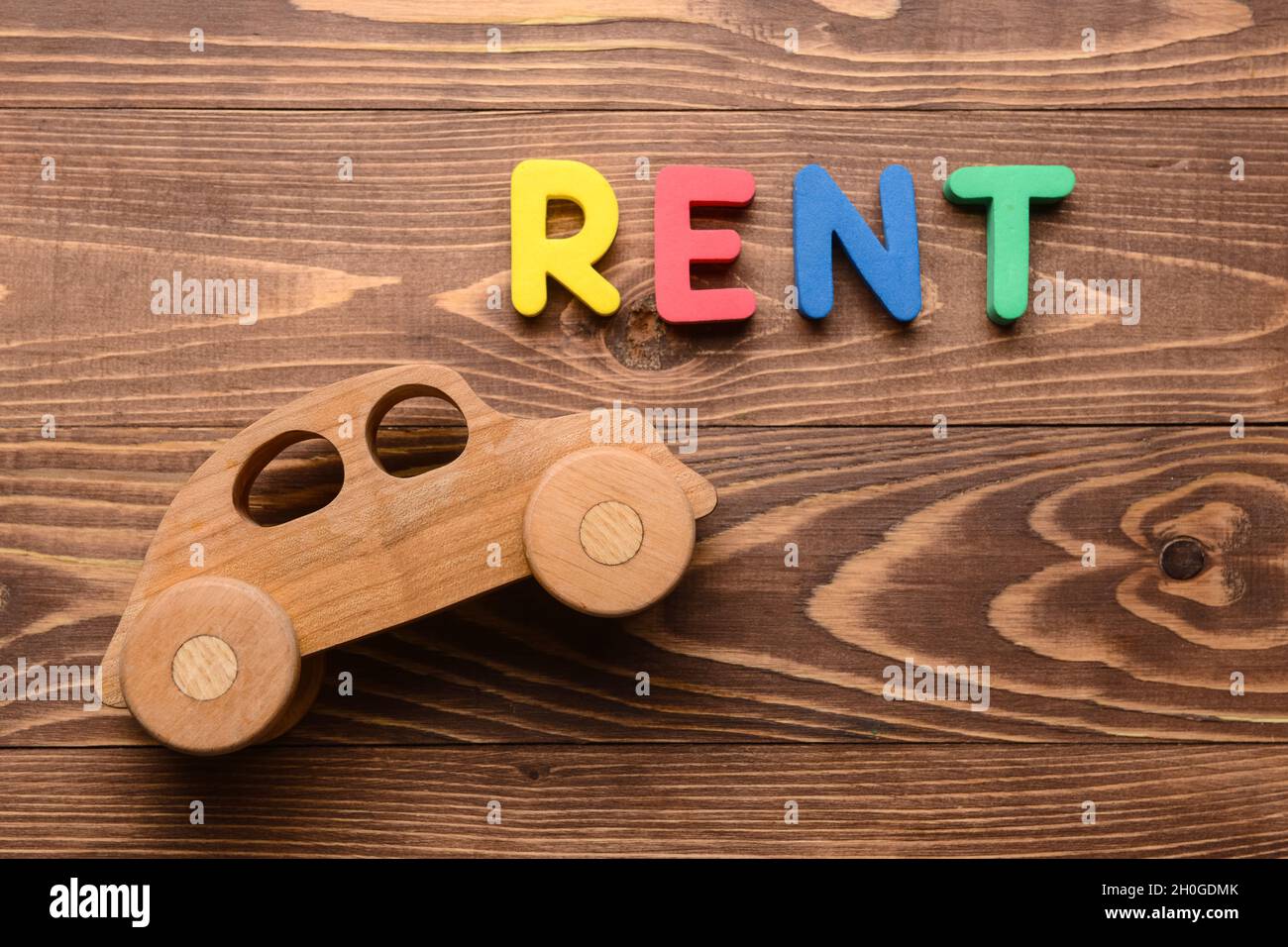 Wooden car word rent hi-res stock photography and images - Alamy