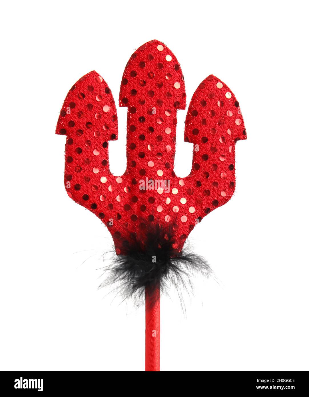 Red devil pitchfork on white background, closeup Stock Photo - Alamy