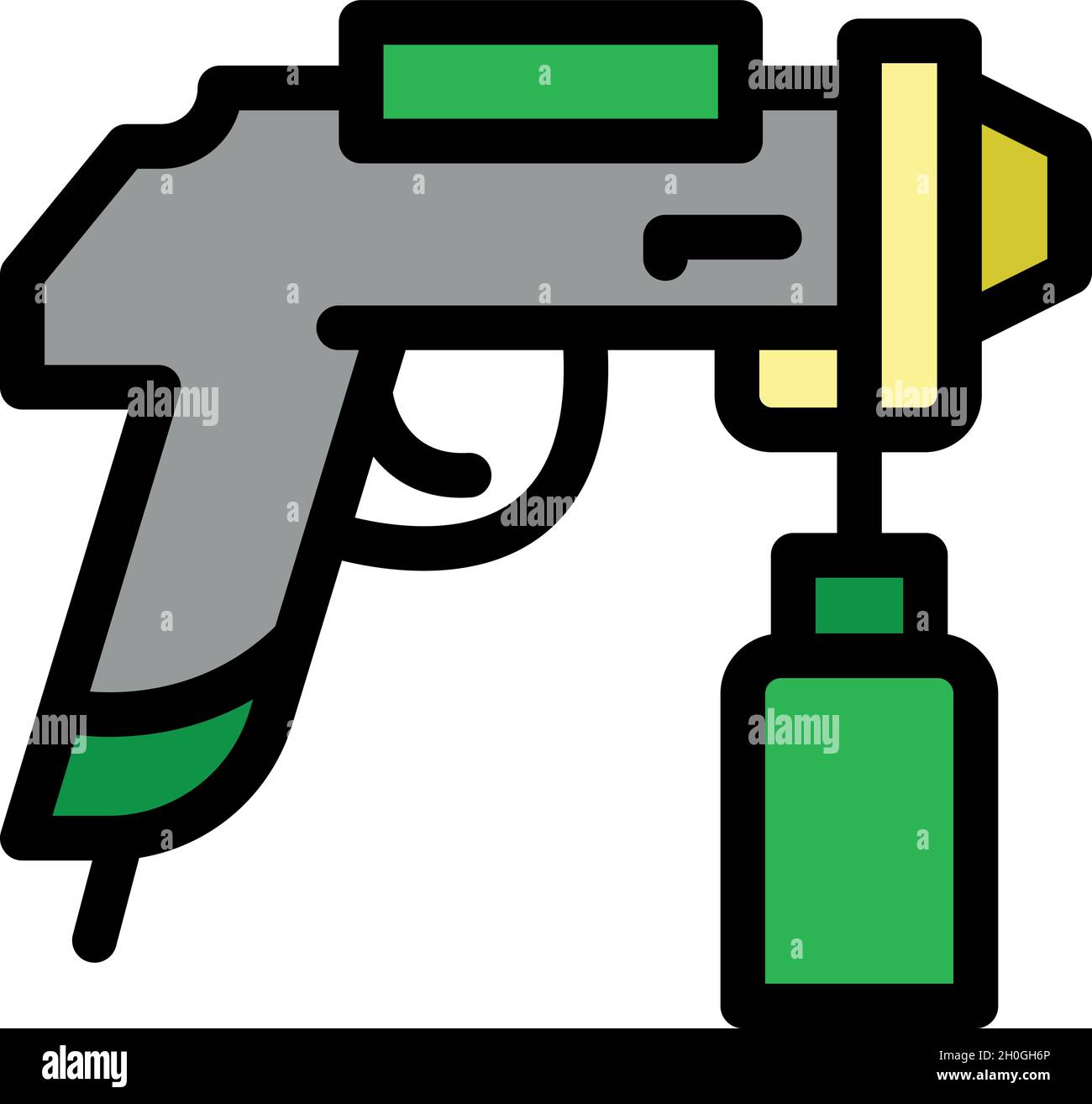 Steel paint pistol icon. Outline steel paint pistol vector icon color ...