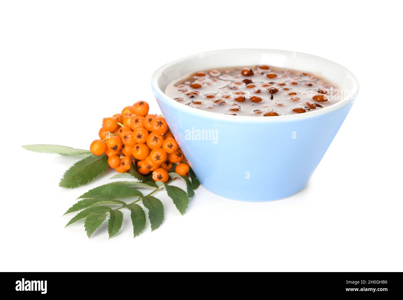 Bowl with delicious rowan jam isolated on white background Stock Photo ...