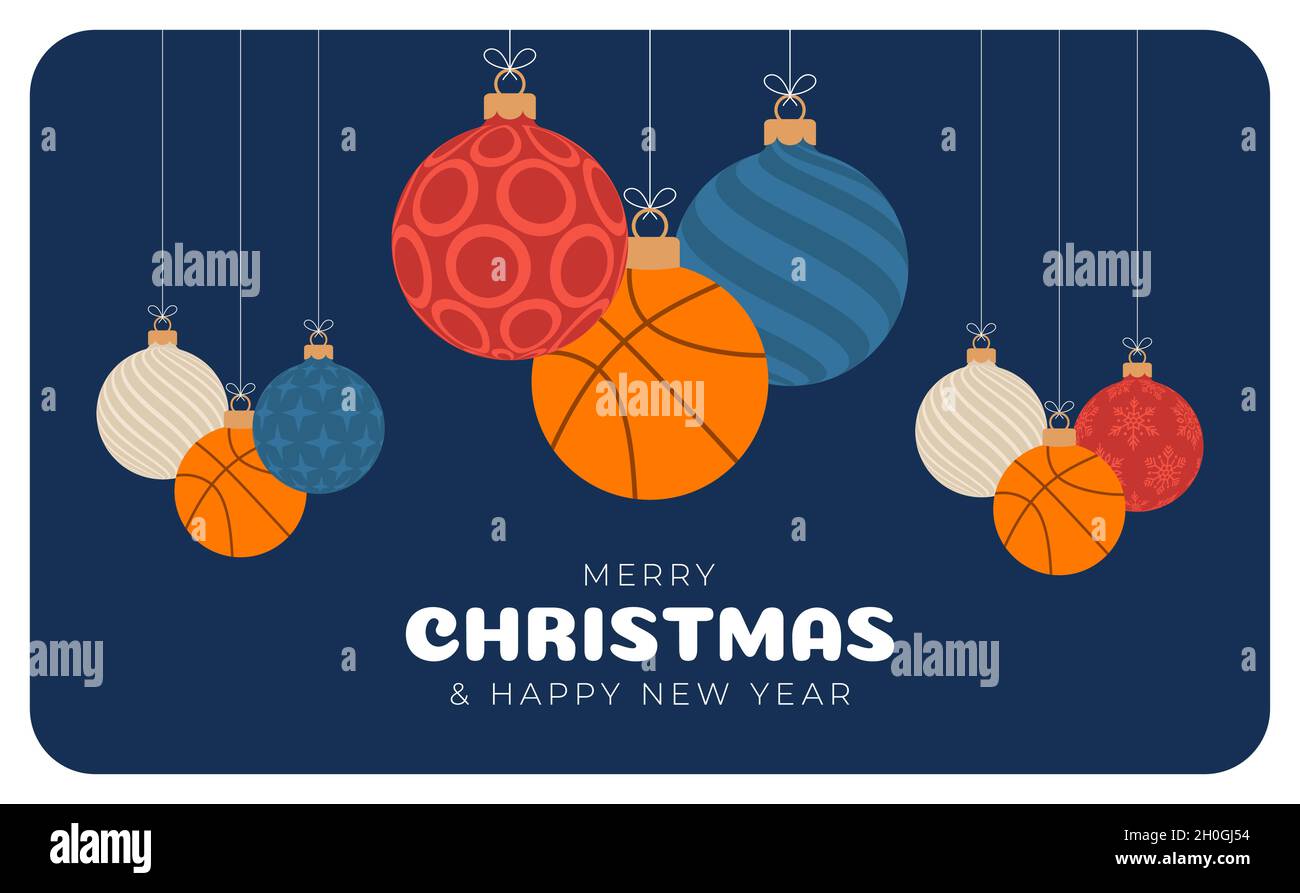Basketball christmas greeting card. Merry Christmas and Happy New Year ...