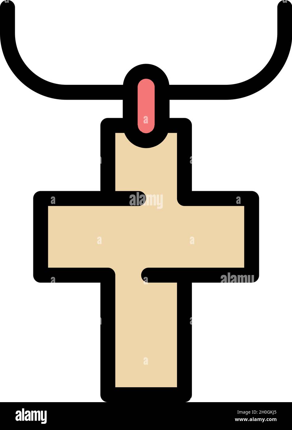 Cross pendant icon. Outline cross pendant vector icon color flat ...