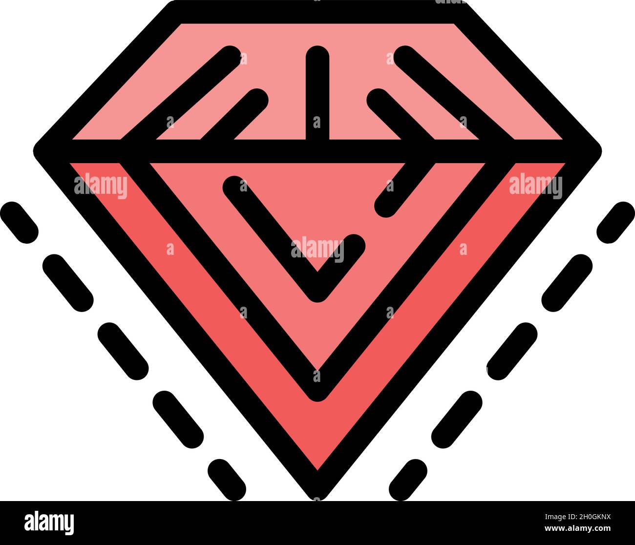 Pure diamond icon. Outline pure diamond vector icon color flat isolated ...