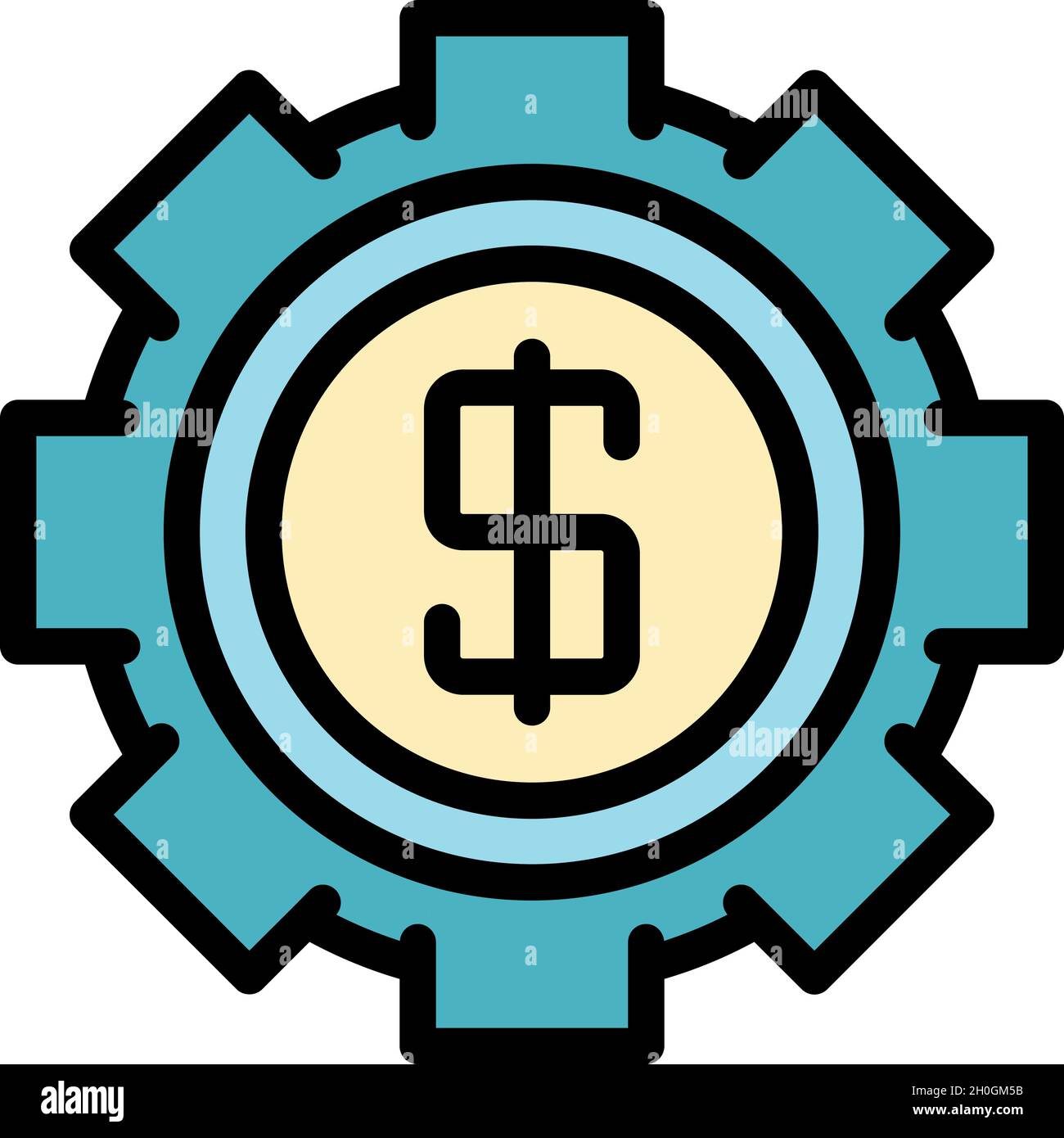 Money gear icon. Outline money gear vector icon color flat isolated ...