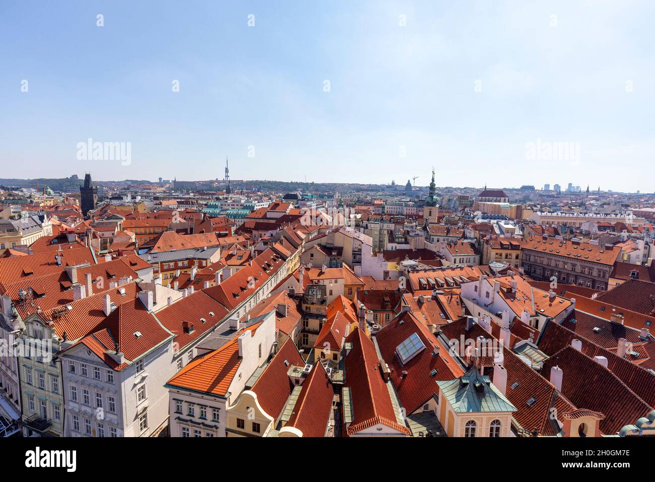 Beautiful morning view of Prague from the Astronomical Clock in Czechia ...