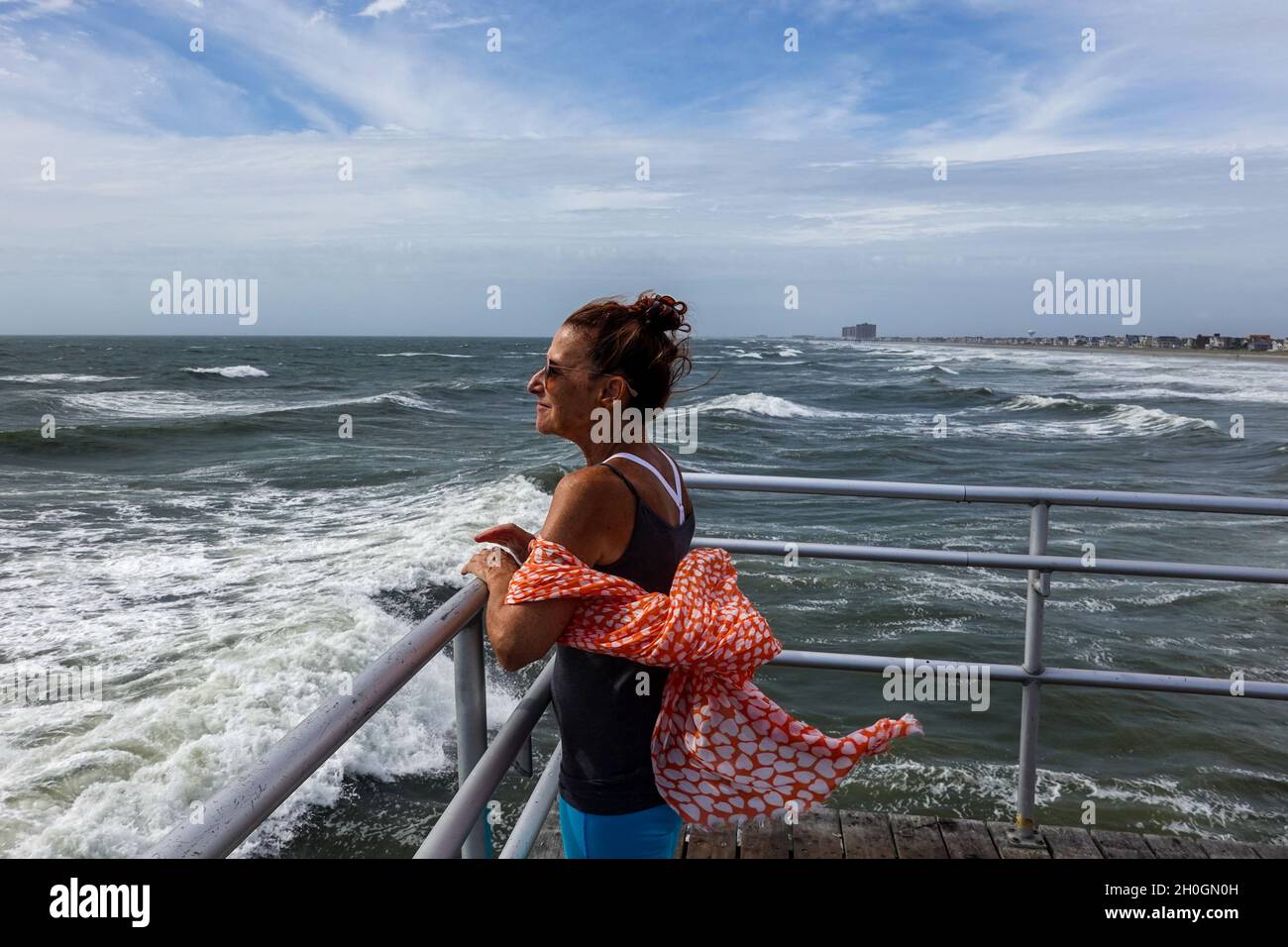Woman wind blowing horizon hi-res stock photography and images - Alamy