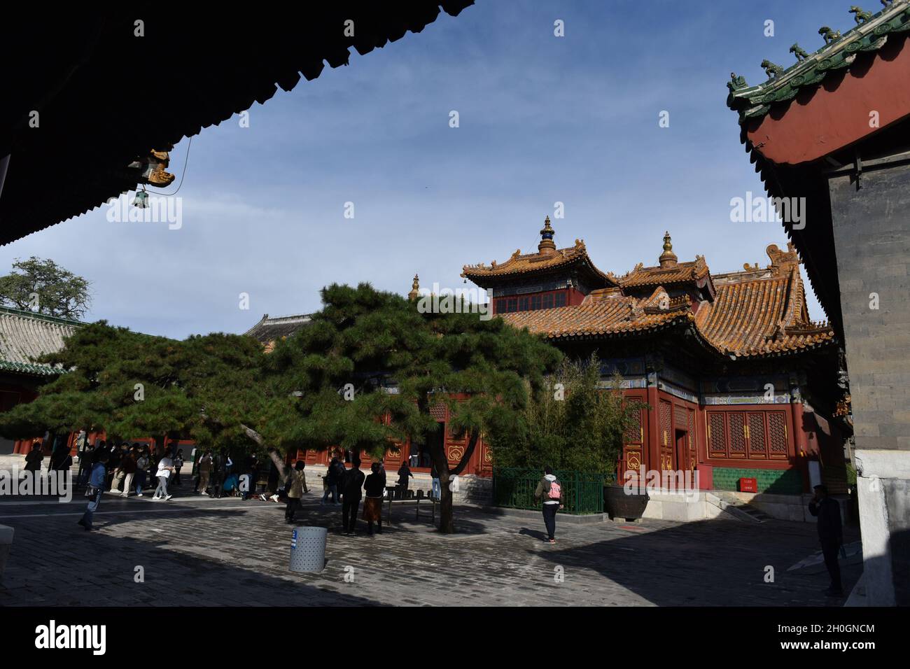 Tourists seen sightseeing in the Yonghe lamasery. The traditional ...