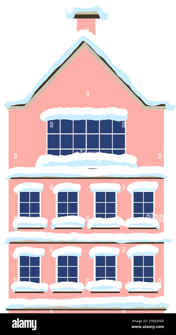 building covered with snow. Christmas snowfall in the city. clip art ...