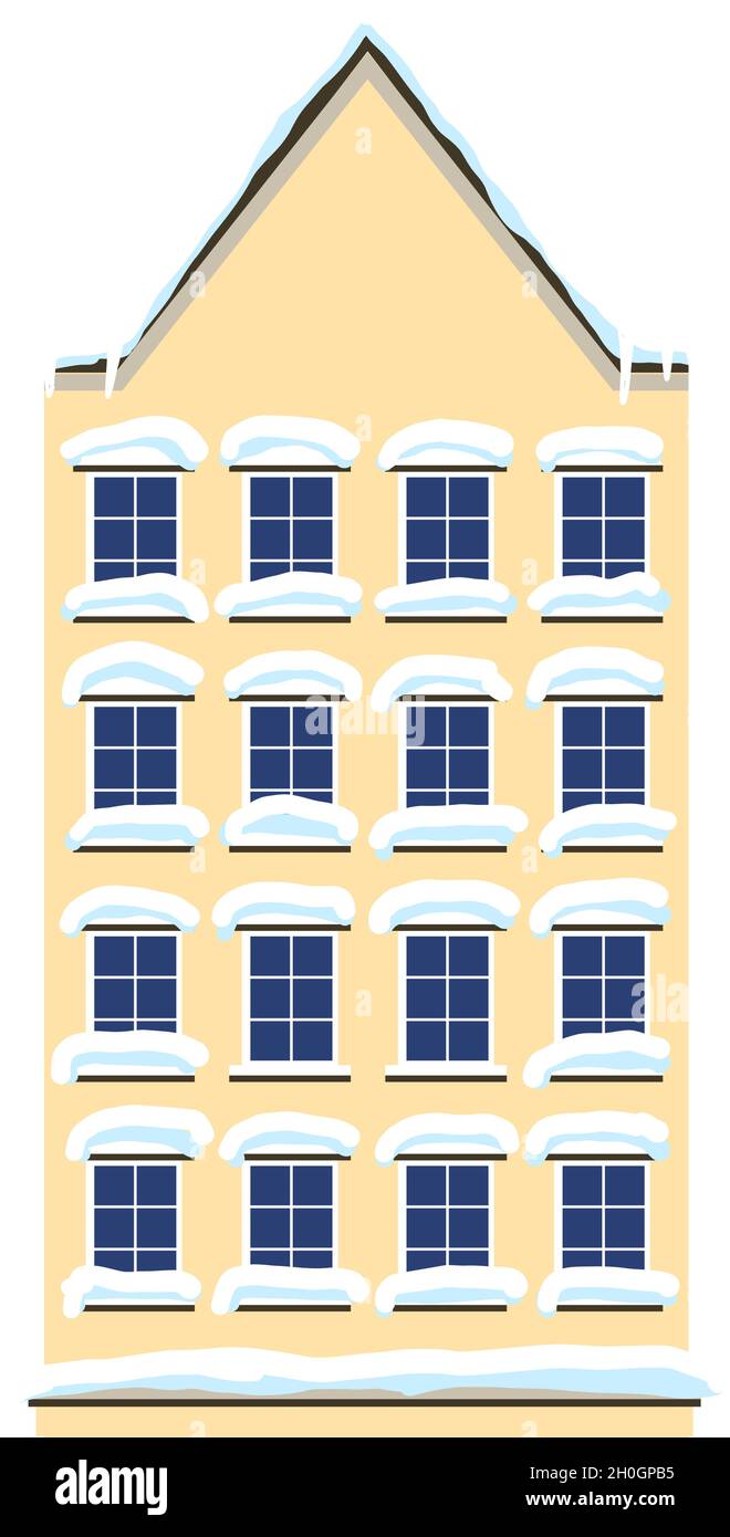 building covered with snow. Christmas snowfall in the city. clip art ...