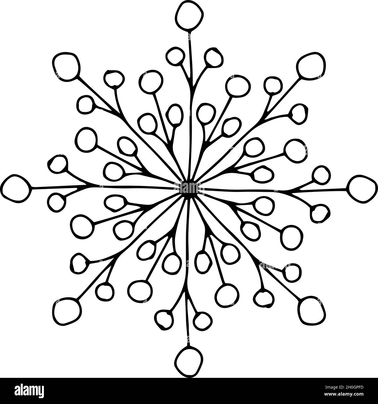 fantasy hand-drawn beautiful snowflake. decor element. monochrome ...