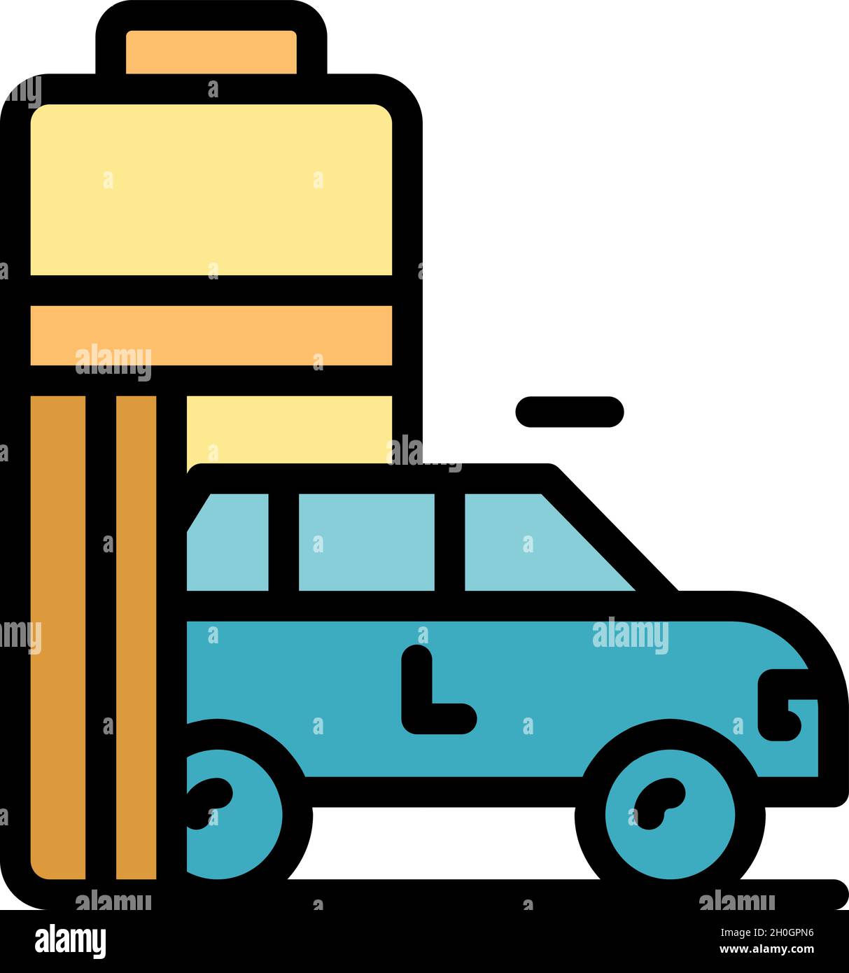 Battery hybrid car icon. Outline battery hybrid car vector icon color ...