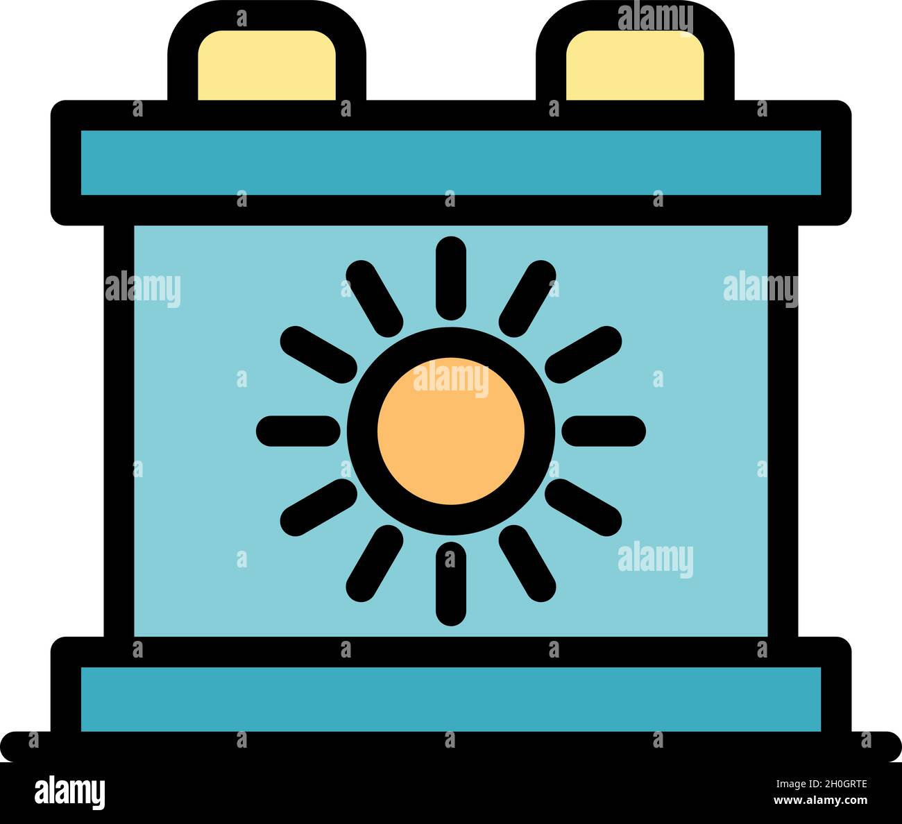 Solar battery icon. Outline solar battery vector icon color flat ...