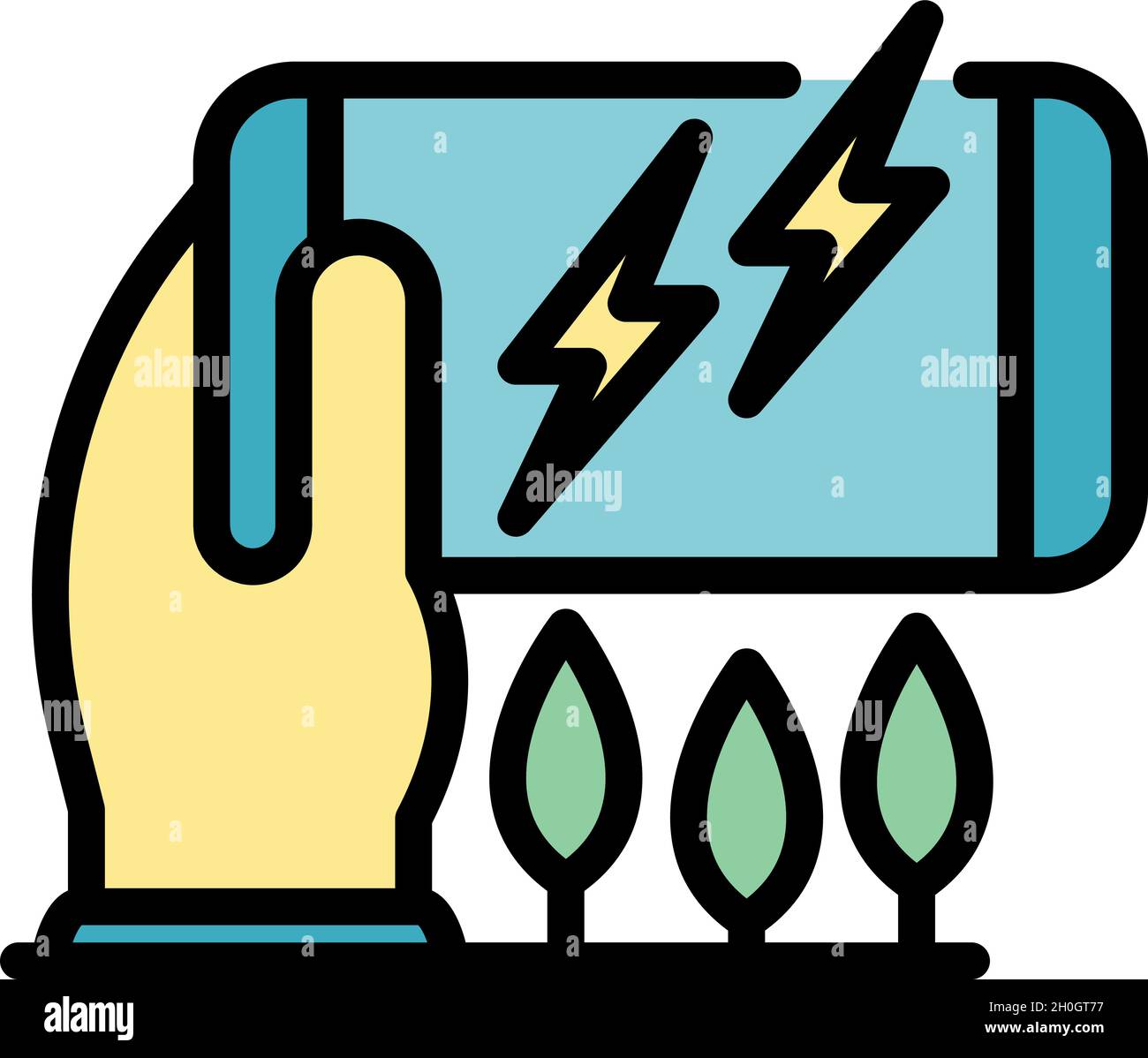 Phone energy icon. Outline phone energy vector icon color flat isolated ...