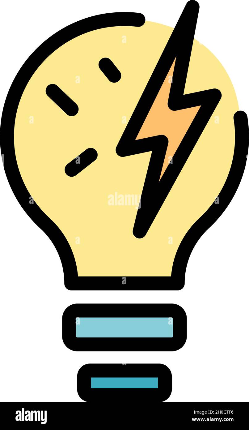Energy bulb icon. Outline energy bulb vector icon color flat isolated ...