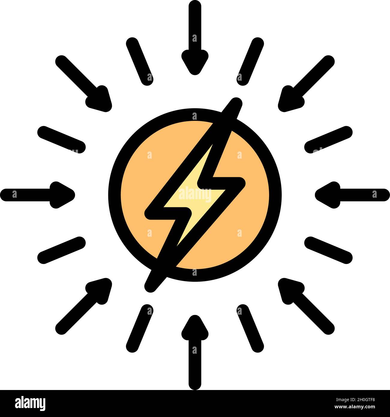 Sun energy icon. Outline sun energy vector icon color flat isolated ...