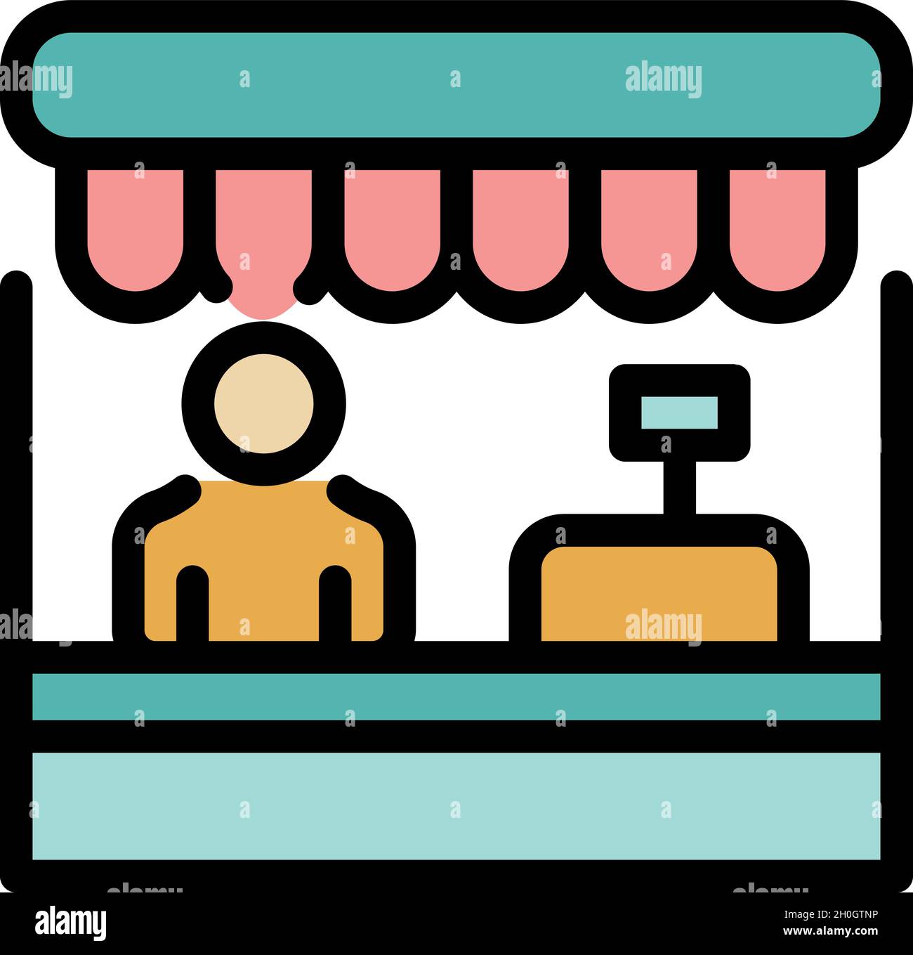 Shop assistant icon. Outline shop assistant vector icon color flat ...