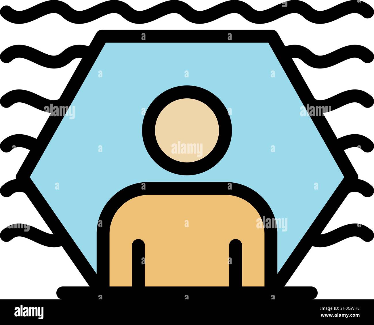 Protected sound man icon. Outline protected sound man vector icon color ...