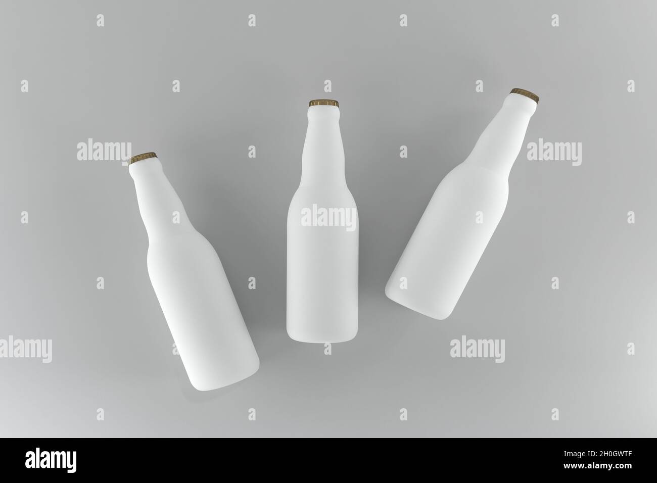 White matte beer bottles isolated in the light background Stock Photo ...
