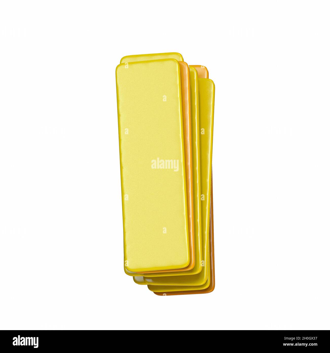 Yellow font Letter I 3D render illustration isolated on white ...