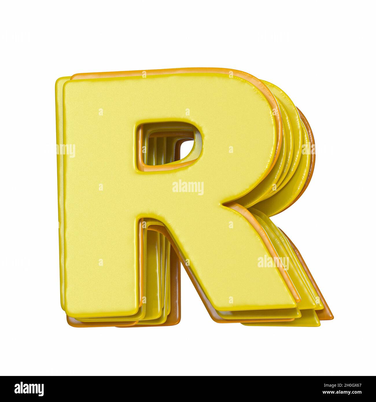 Yellow font Letter R 3D render illustration isolated on white ...