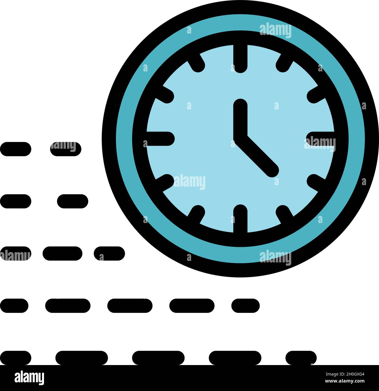 Running time clock icon. Outline running time clock vector icon color ...