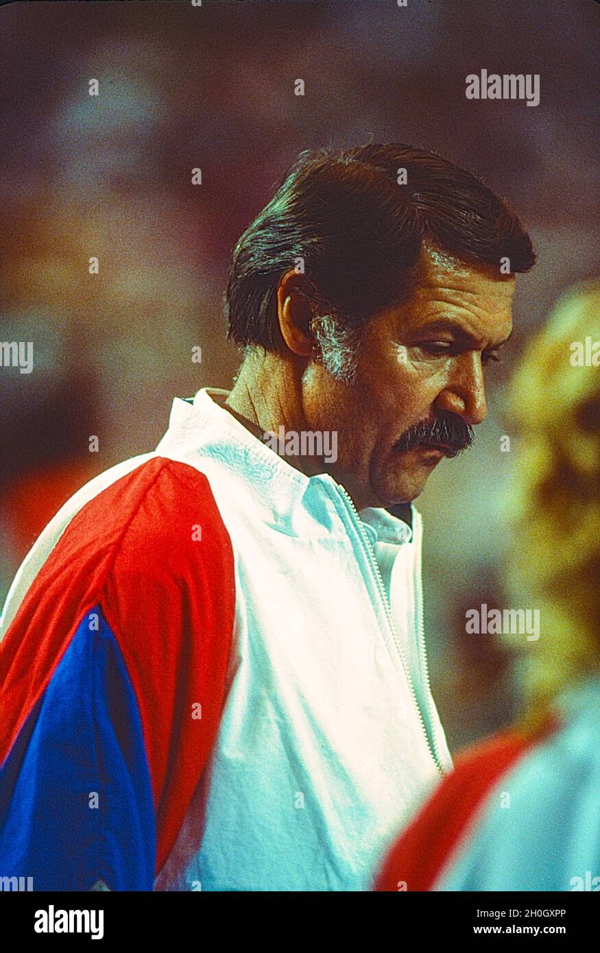 Béla Károlyi, USA Gymnastics coach at the 1989 US Olympic Festival ...