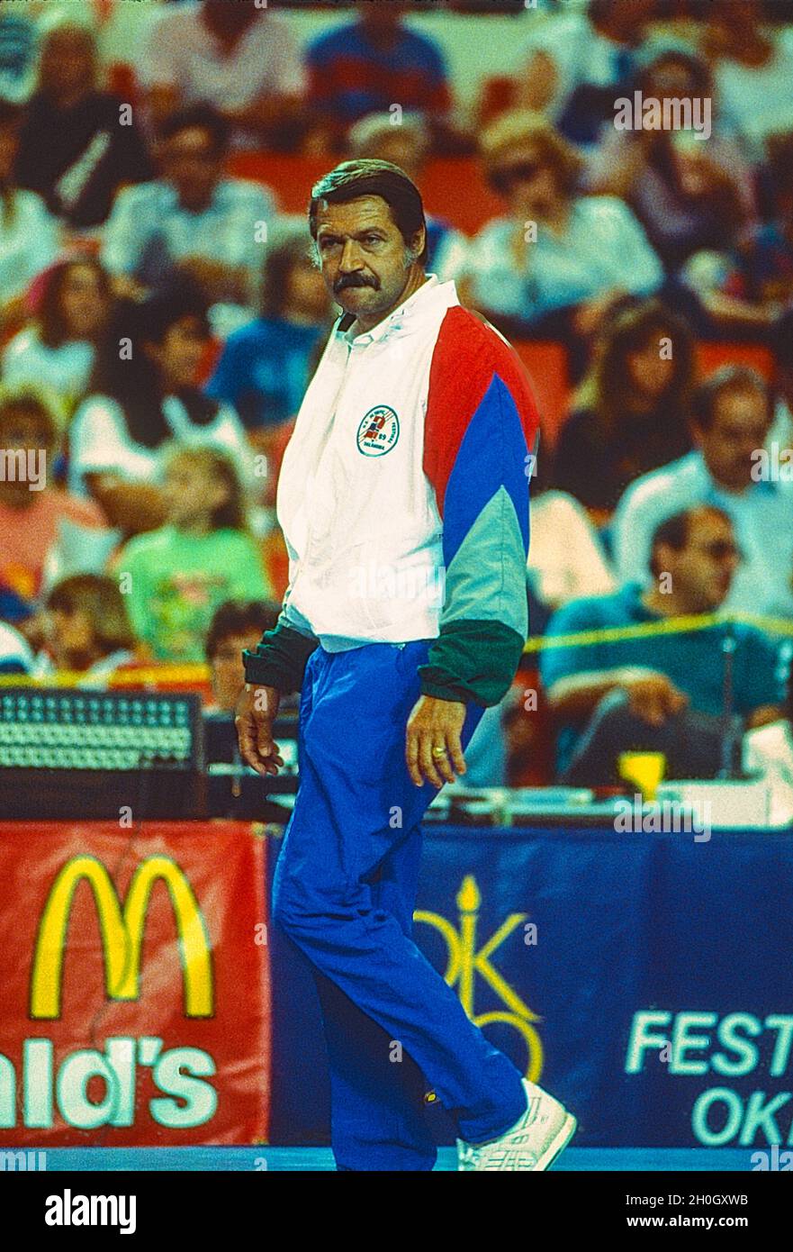Béla Károlyi, USA Gymnastics coach at the 1989 US Olympic Festival ...