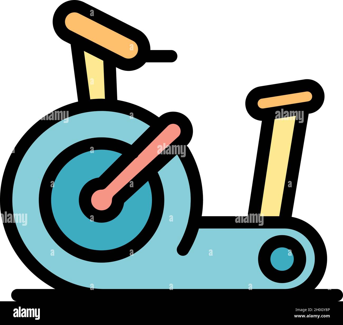 Gym exercise bike icon. Outline gym exercise bike vector icon color ...