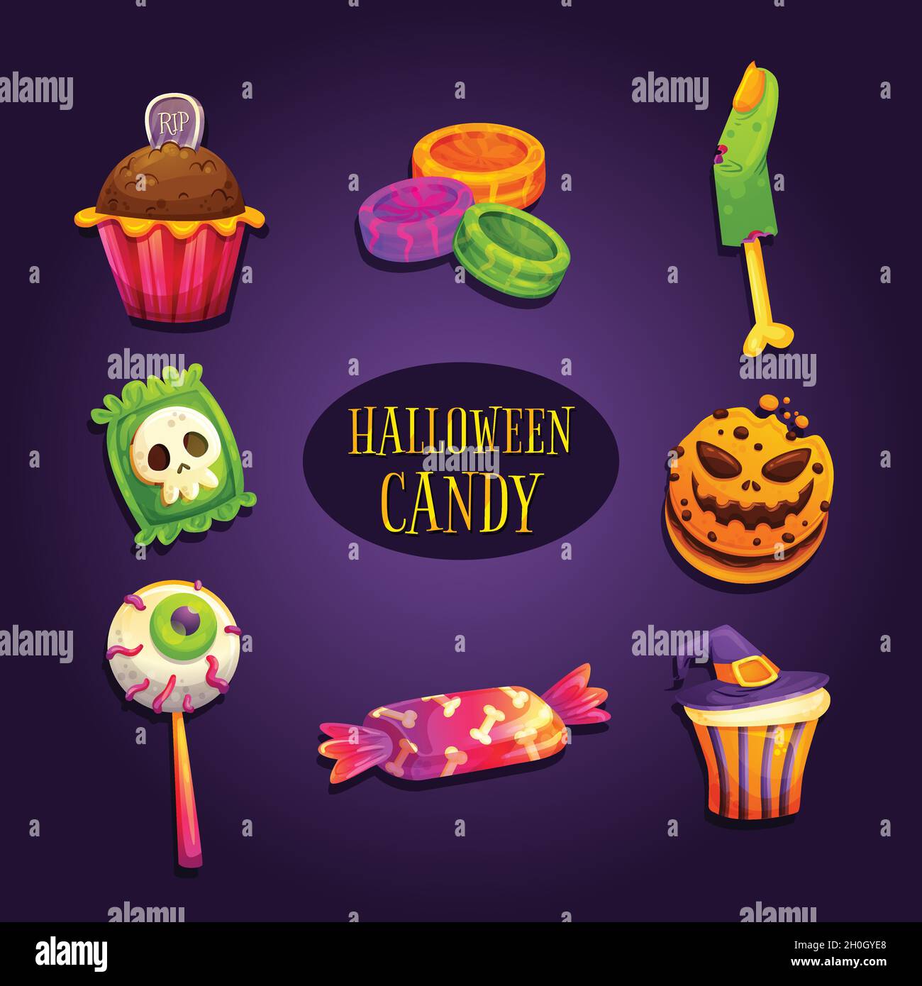 delicious halloween candy set vector design illustration Stock Vector ...