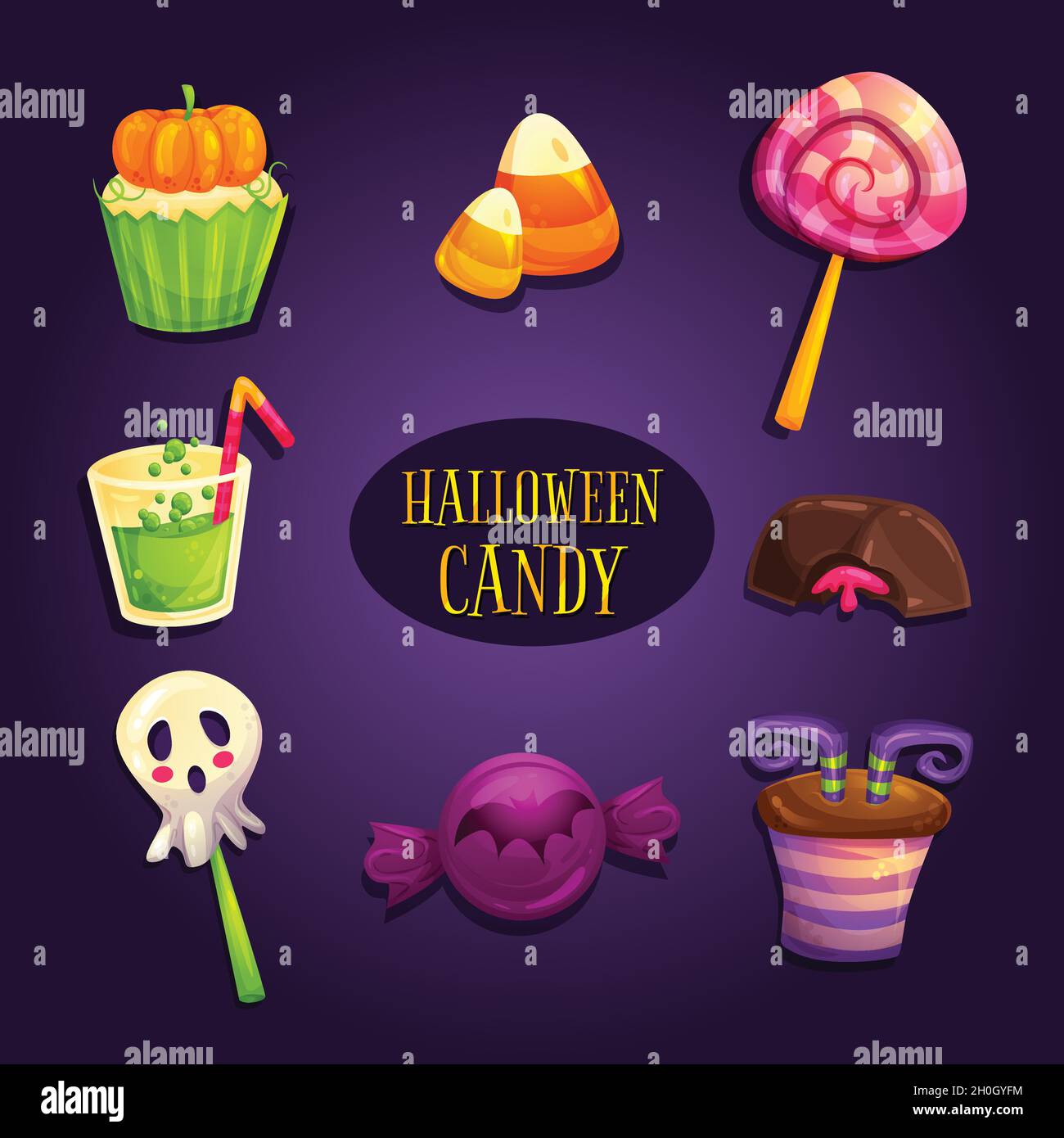 delicious halloween candy set vector design illustration Stock Vector ...