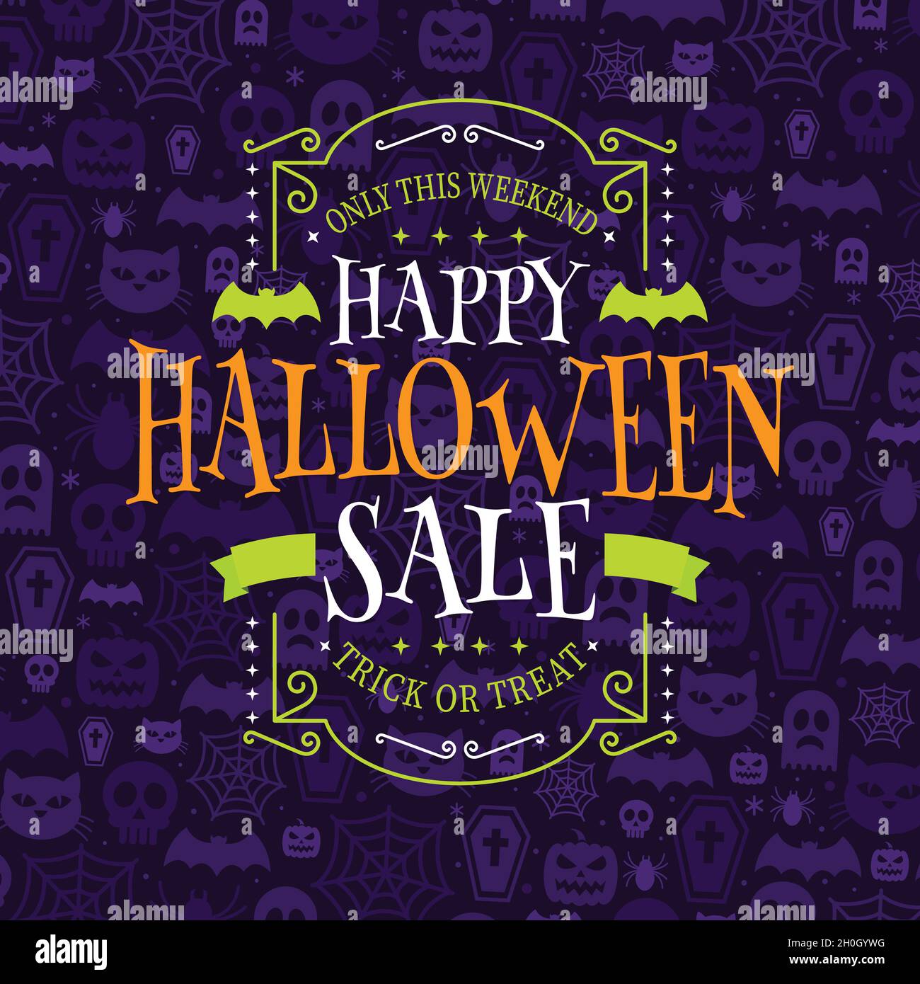 Halloween spooky frame skull eyeball Stock Vector Images - Alamy