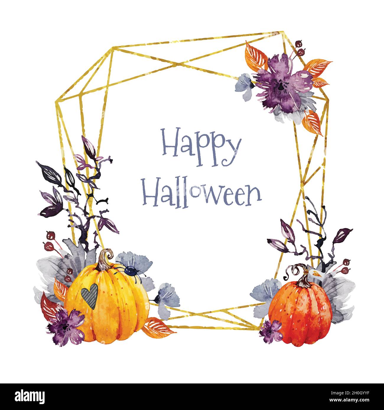 watercolor happy Halloween frame vector design illustration Stock Vector Image & Art - Alamy