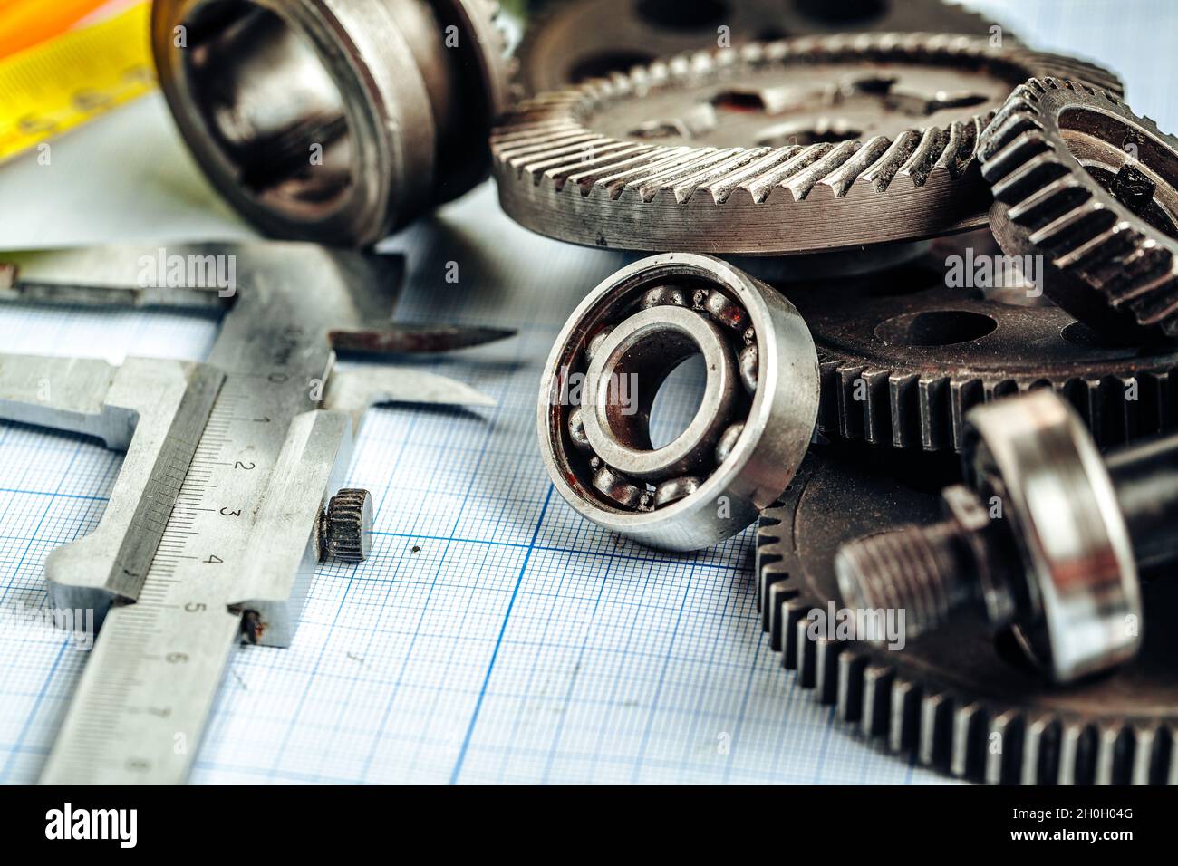 Car parts on graph paper for car engineering Stock Photo - Alamy