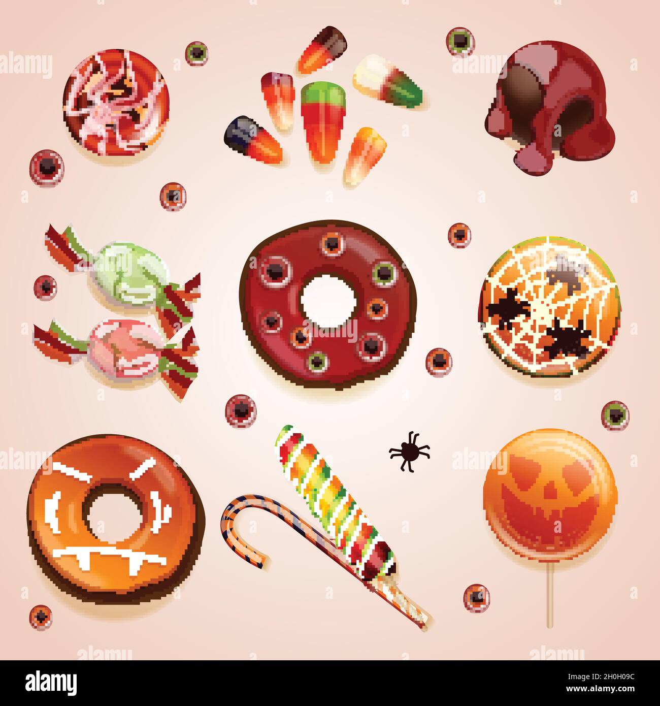 realistic halloween tasty candy collection vector design illustration ...