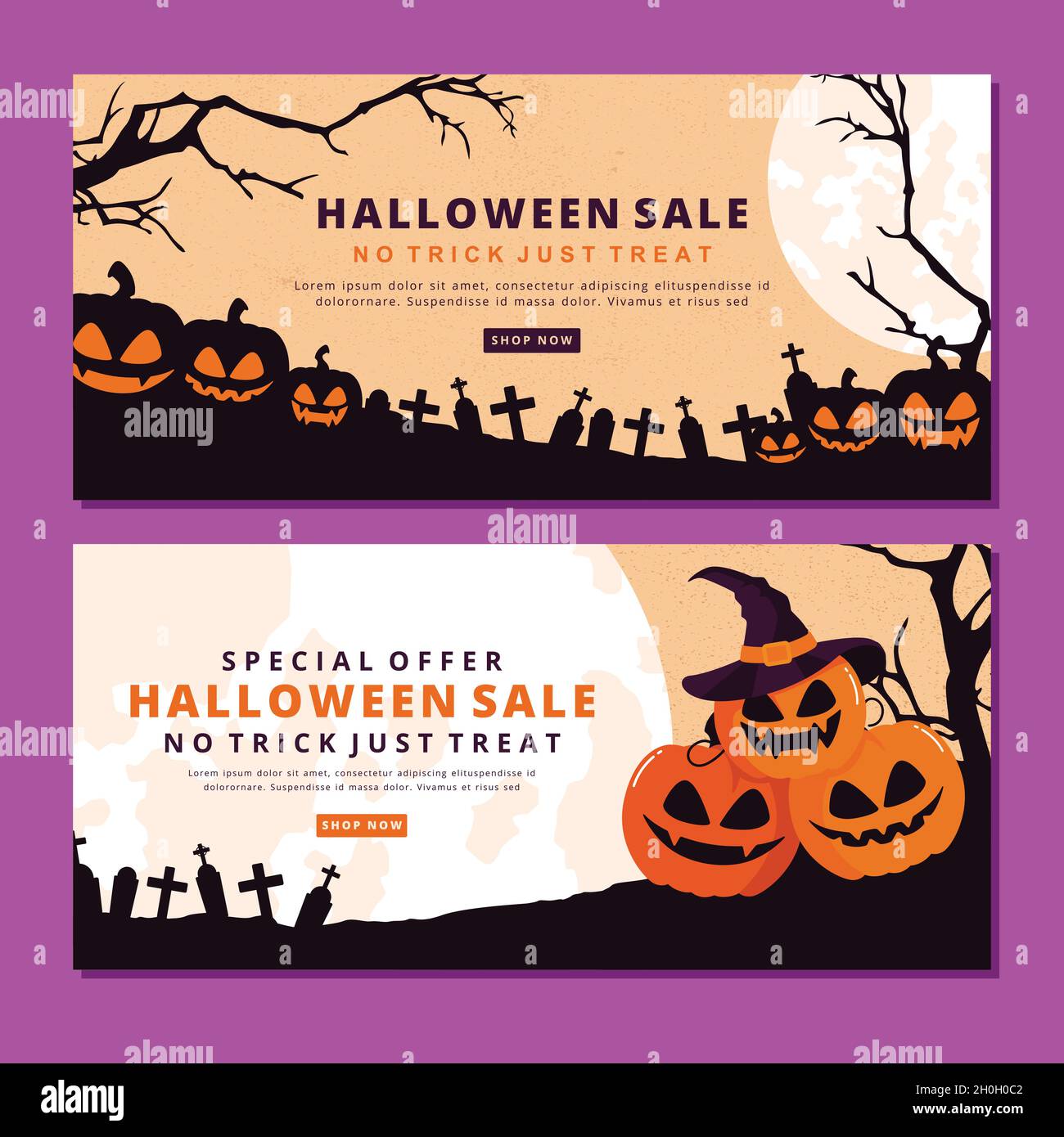 vintage halloween pumpkins halloween banners vector design illustration ...